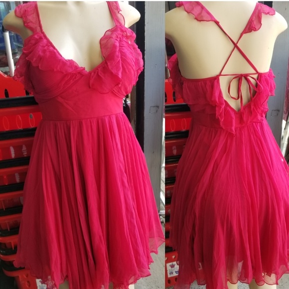 Arden B | Dresses | New Arden B Sexy Strappy Chiffon Ruffle Red Dress ...